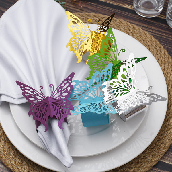 MORGIANA 50 Pieces Butterfly Paper Napkin Rings, Disposable Napkin Rin ...